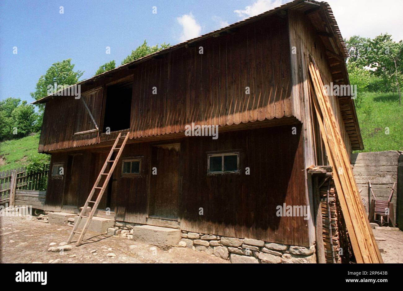 Barn on a rural property in Neamt County, Romania, approx. 2000 Stock ...