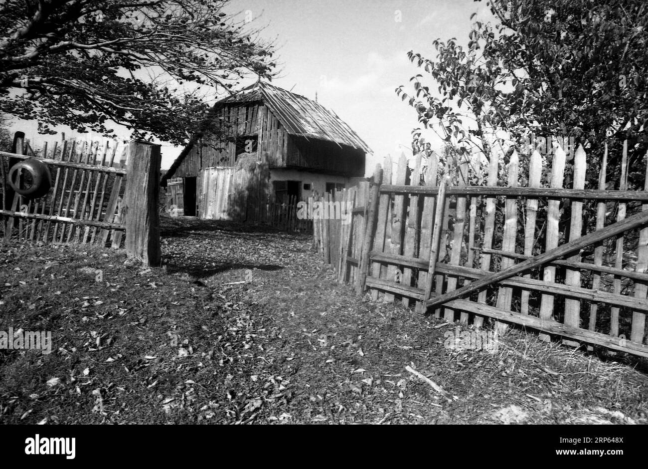 Large farm in rural place Black and White Stock Photos & Images - Alamy