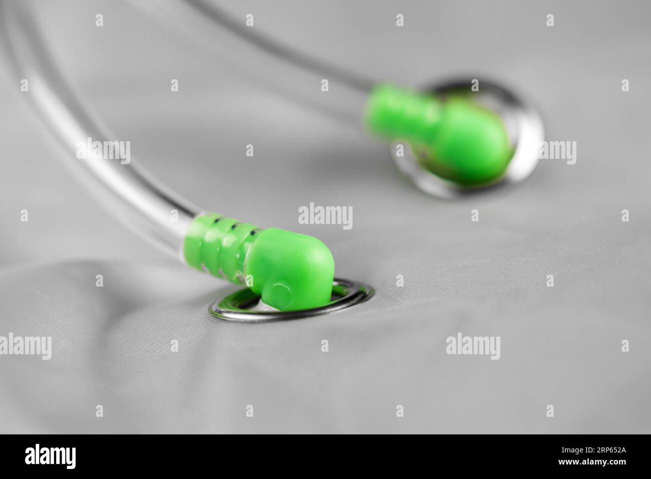 Pneumatic tube connection block with compressed air pressure close up ...