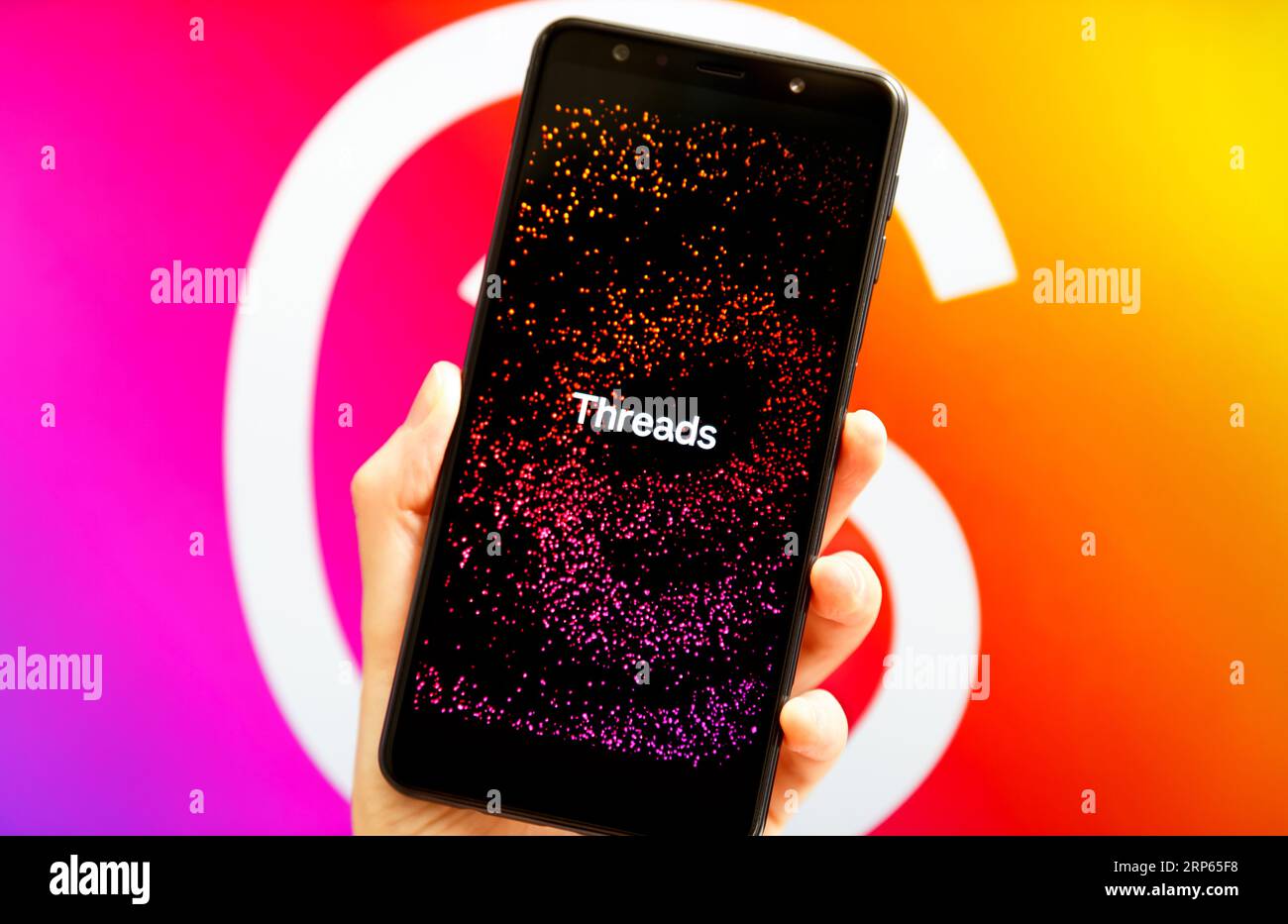 Ukraine, Odesa - July, 7 2023: Hand holding mobile with Threads app ...