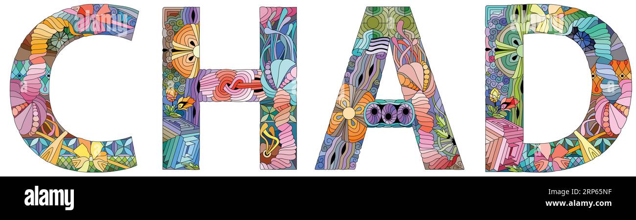 Vector word Chad. Hand-painted art design. Illustration for t -shirt ...