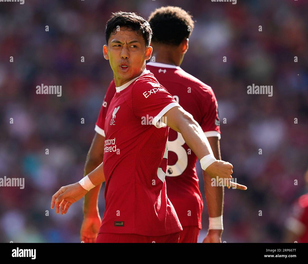 Liverpool, UK. 3rd Sep, 2023. Wataru Endo of Liverpool during the ...