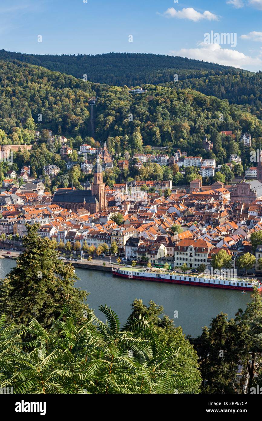 Aerial view of the red tiled roof buildings. Top view of the historic ...