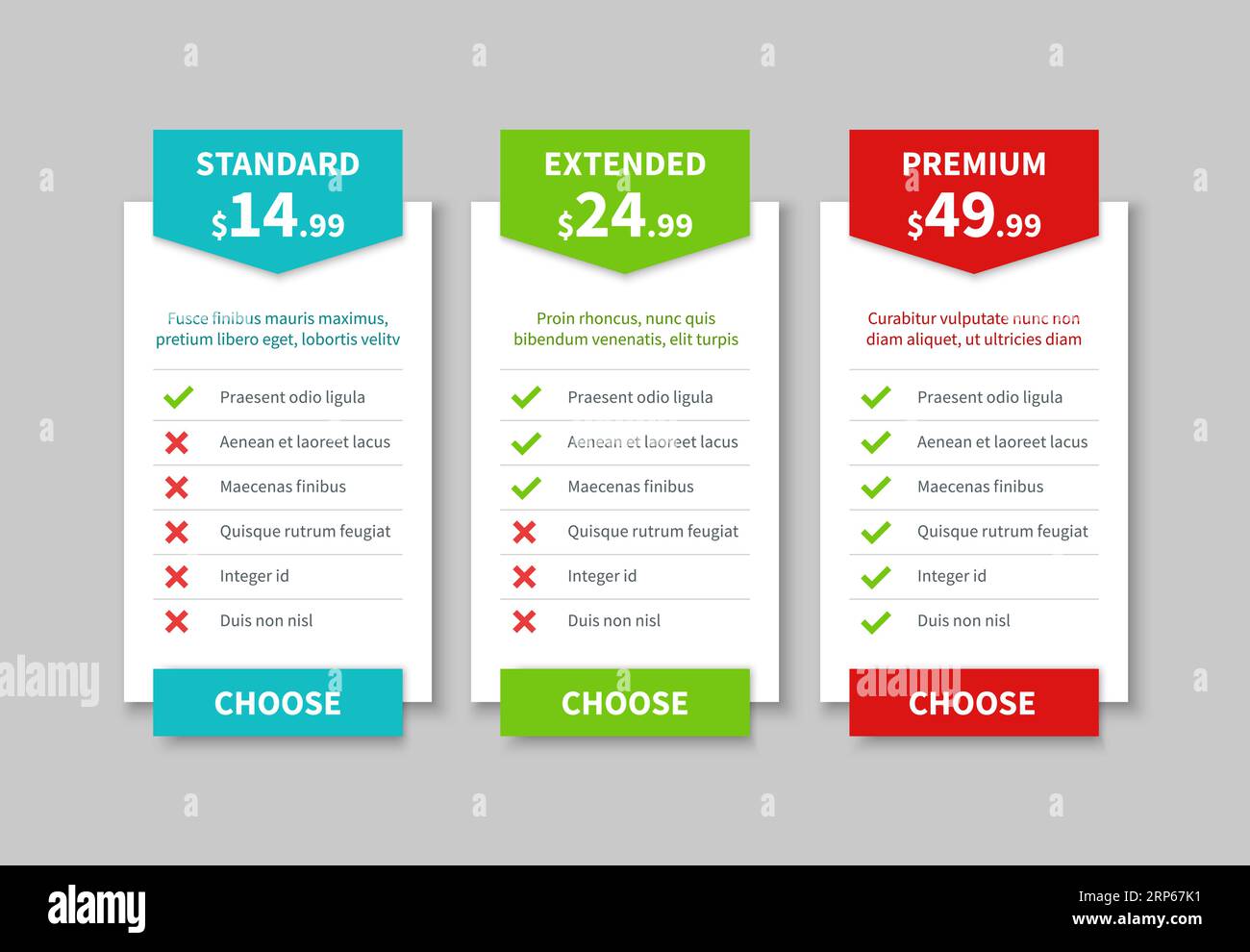 Pricing plan template hi-res stock photography and images - Alamy
