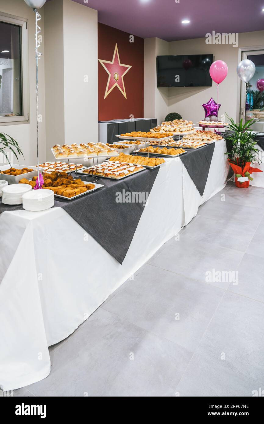 Catering buffet table with a delicious traditional Sicilian meal Stock ...