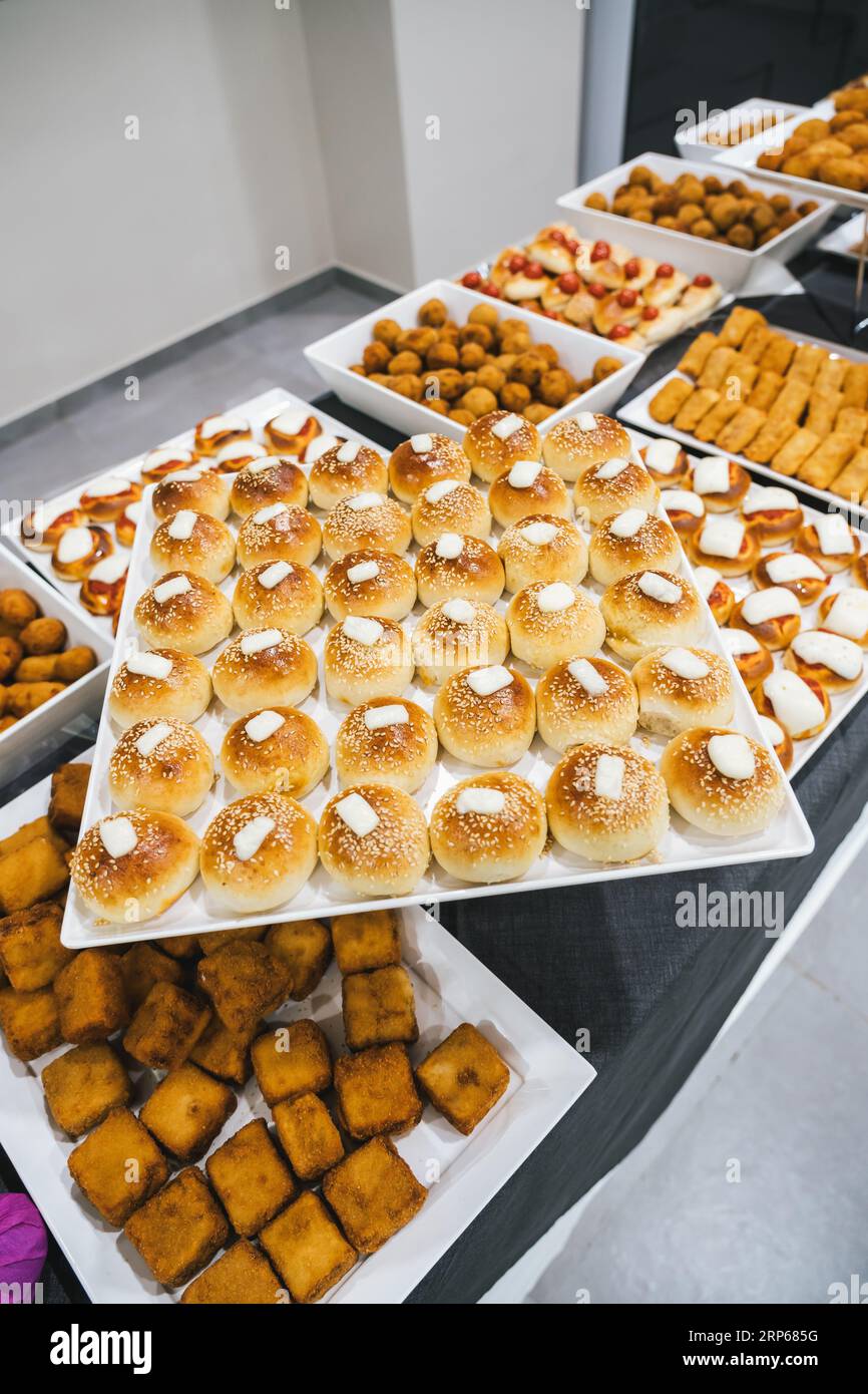 Catering buffet table with a delicious traditional Sicilian meal Stock ...