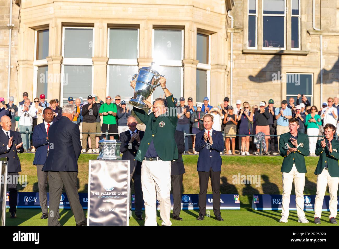 St Andrews, Scotland. 3rd Sep 2023. Team Captain Mike MCCOY lifts the ...