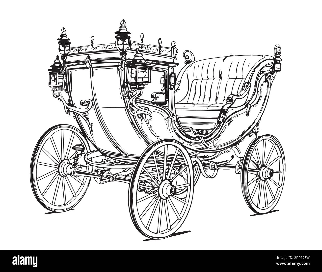 Royal carriage retro hand drawn sketch Vector illustration Stock Vector ...