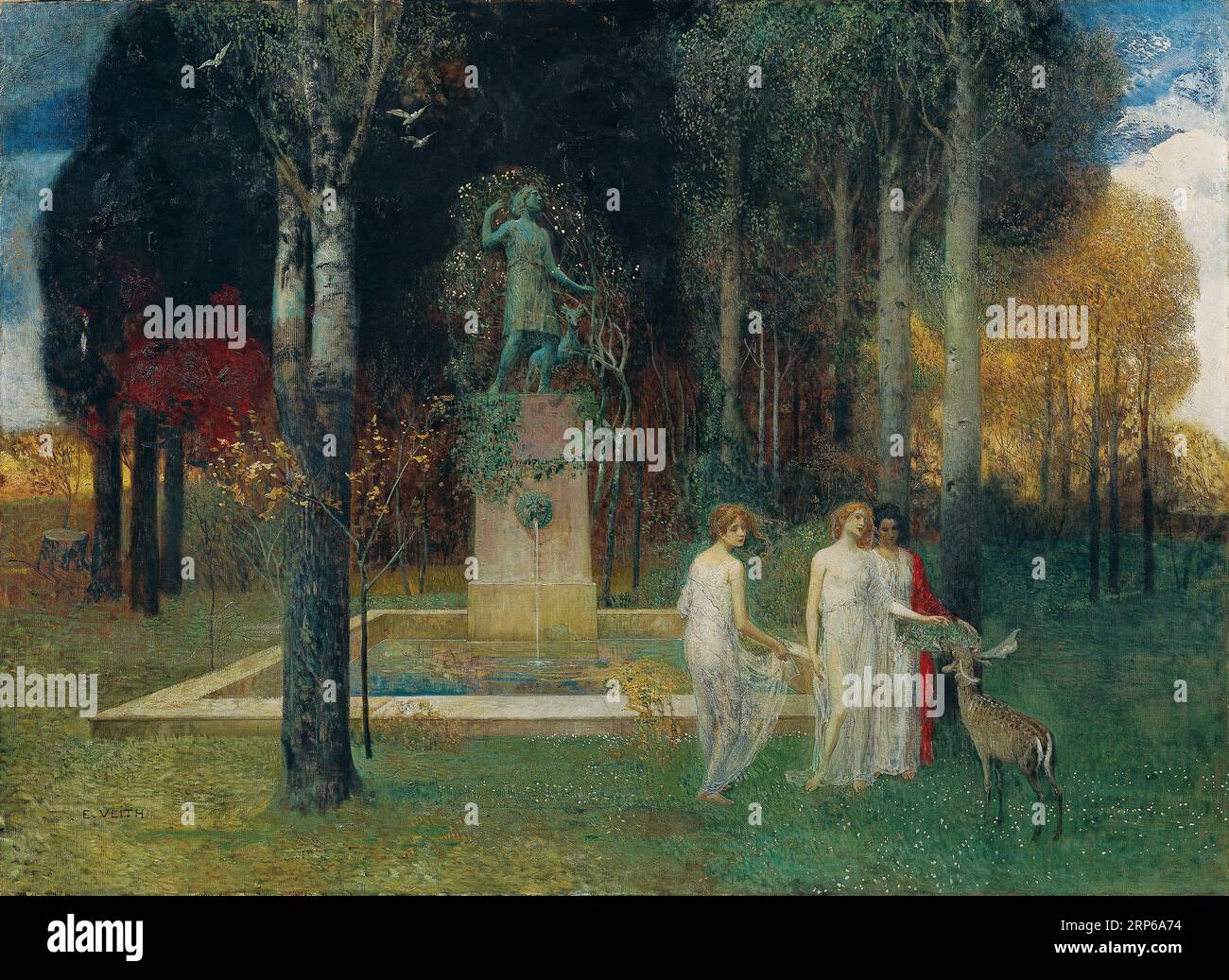 Nymphen am Brunnen circa 1905 by Eduard Veith Stock Photo - Alamy