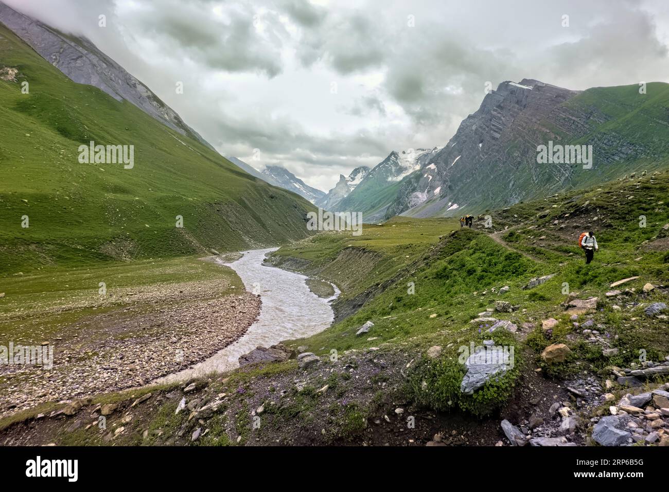 Trekking through the beautiful lush Warwan Valley, Pir Panjal Range ...