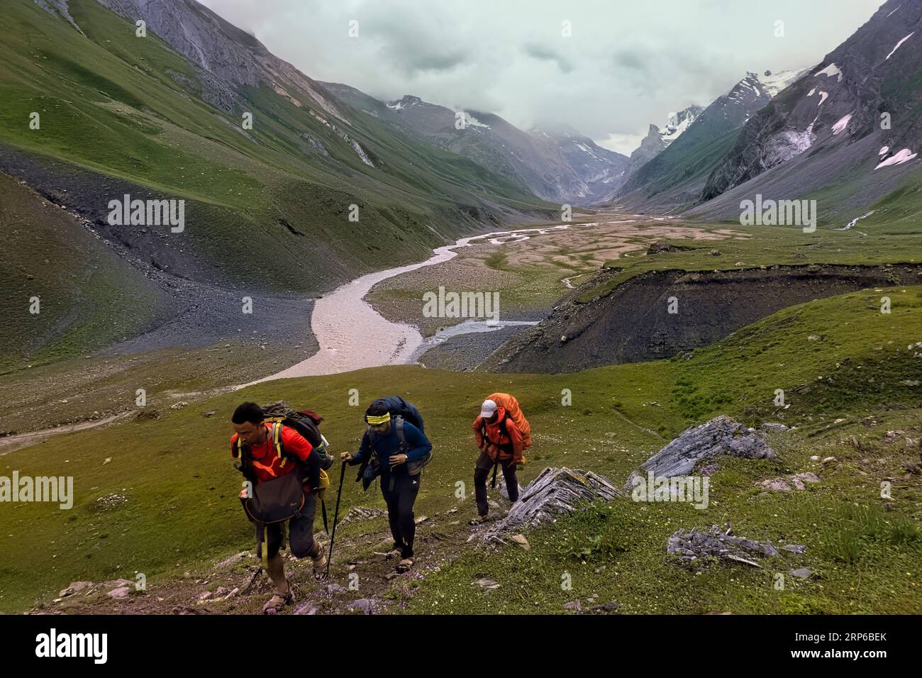 Trekking through the beautiful lush Warwan Valley, Pir Panjal Range ...