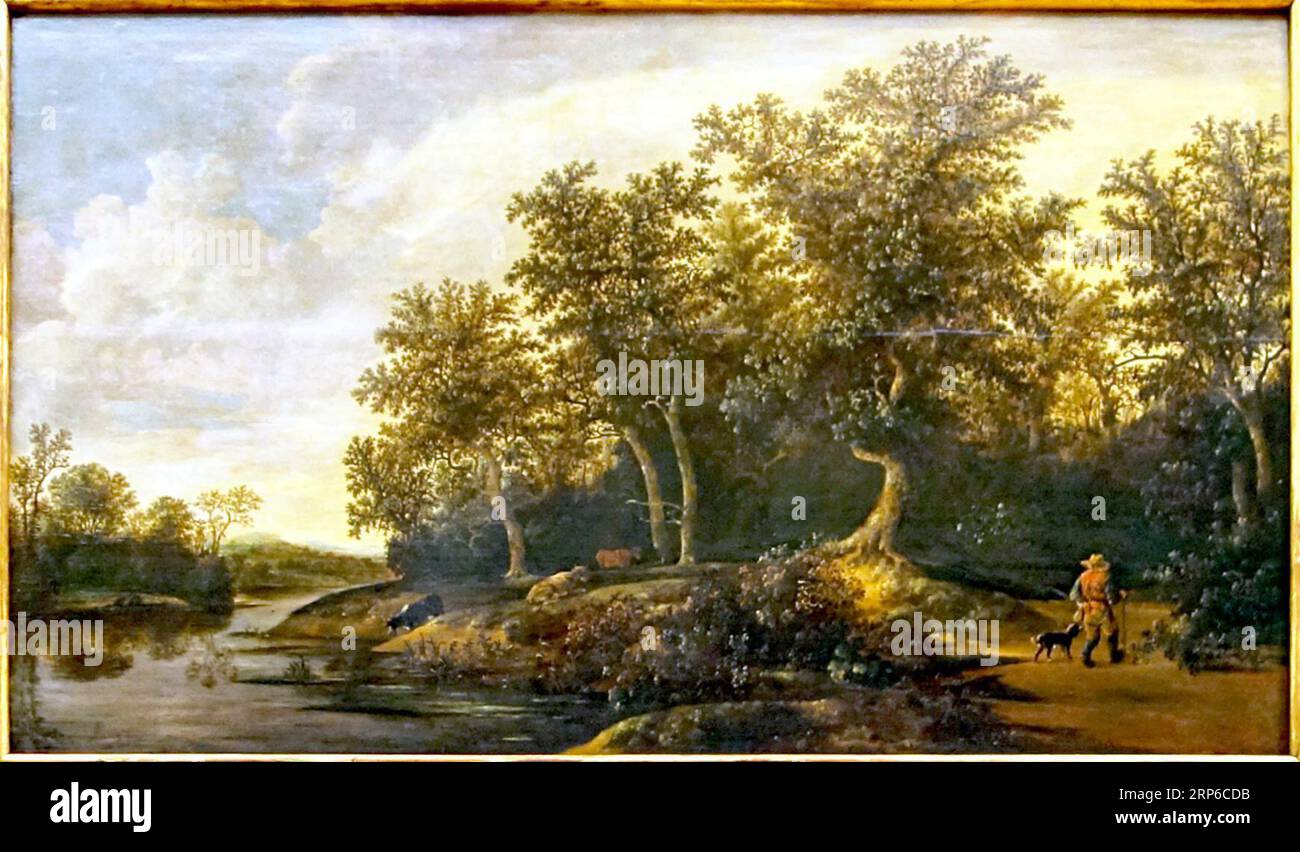 Paysage. Lisière de forêt au bord d'une rivière Milieu du XVIIe siècle ...