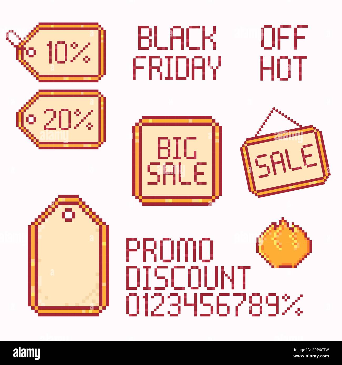 Set Hot Sale sign. Pixel art style icon 8-bit Stock Vector Image & Art ...