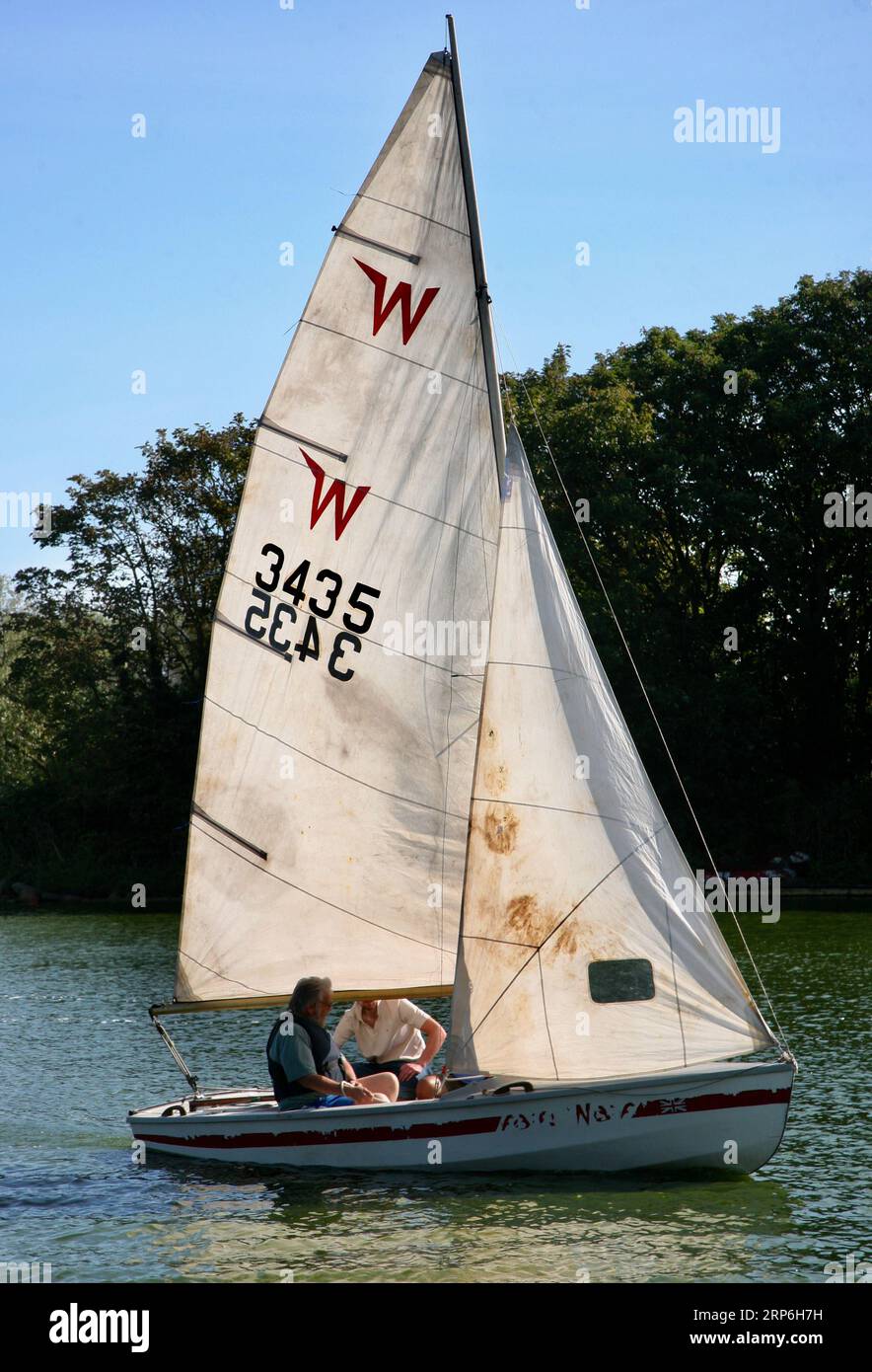 A yacht on Fairhaven Lake, Lytham St Annes, Lancashire, United Kingdom ...