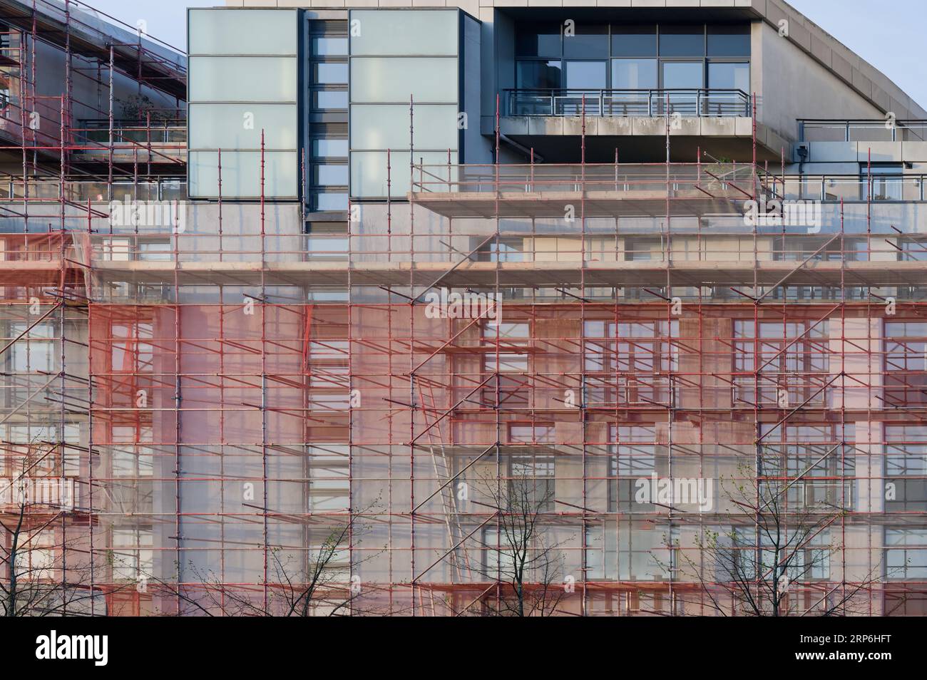 High rise residential building of flats with cladding being replaced ...