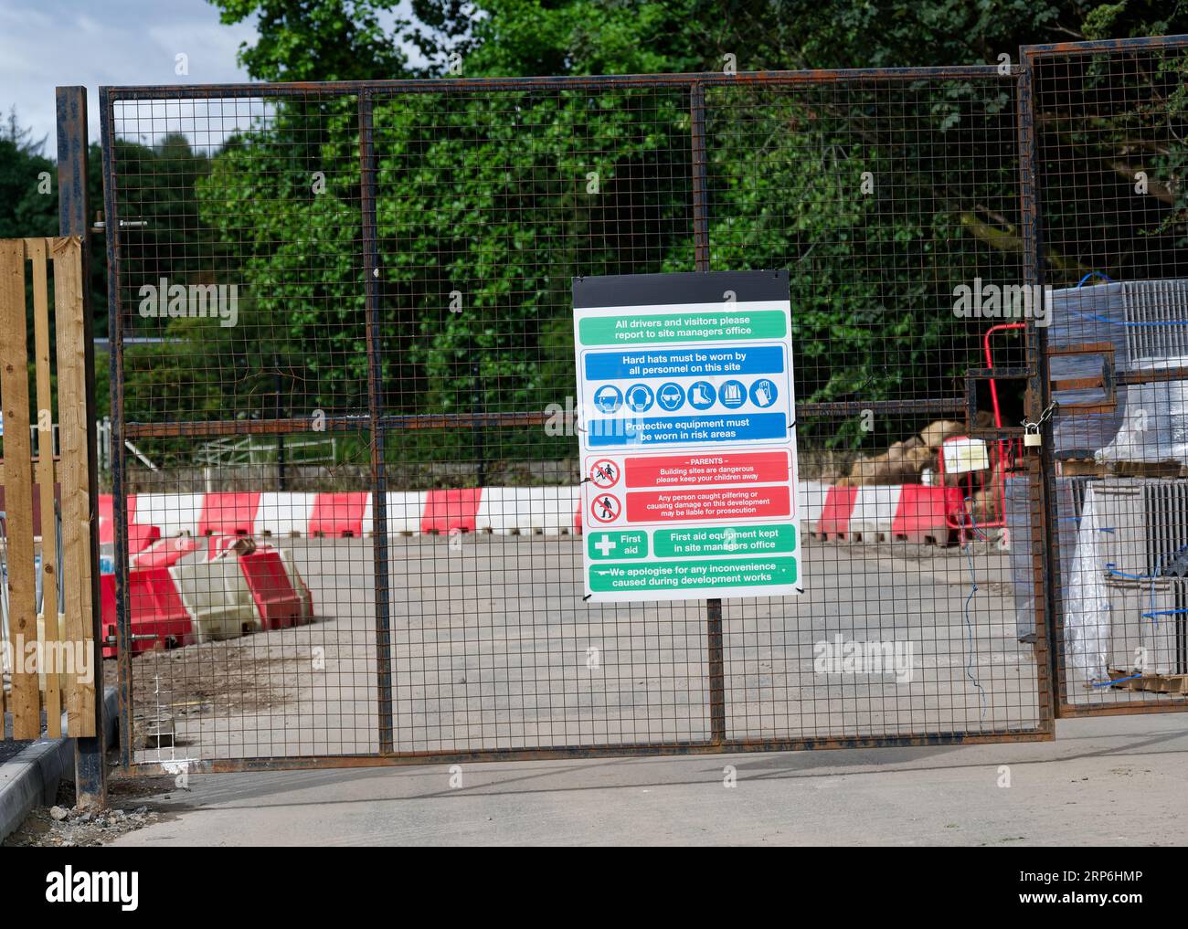Construction site health and safety message rules sign board signage on ...