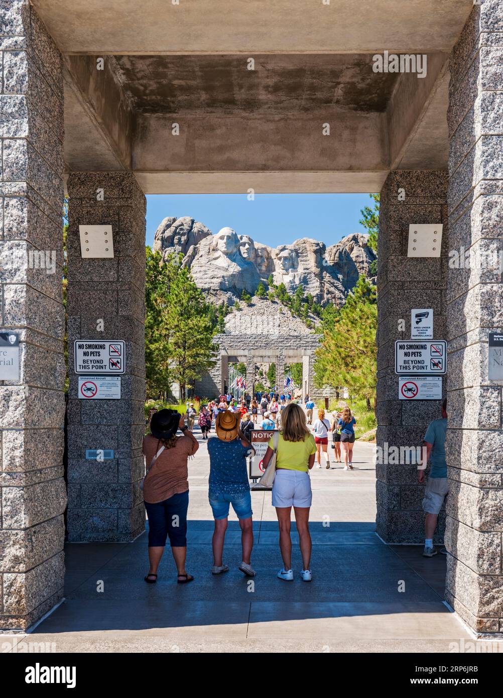 Tourists visiting Mount Rushmore National Memorial; Black Hills; Hill ...