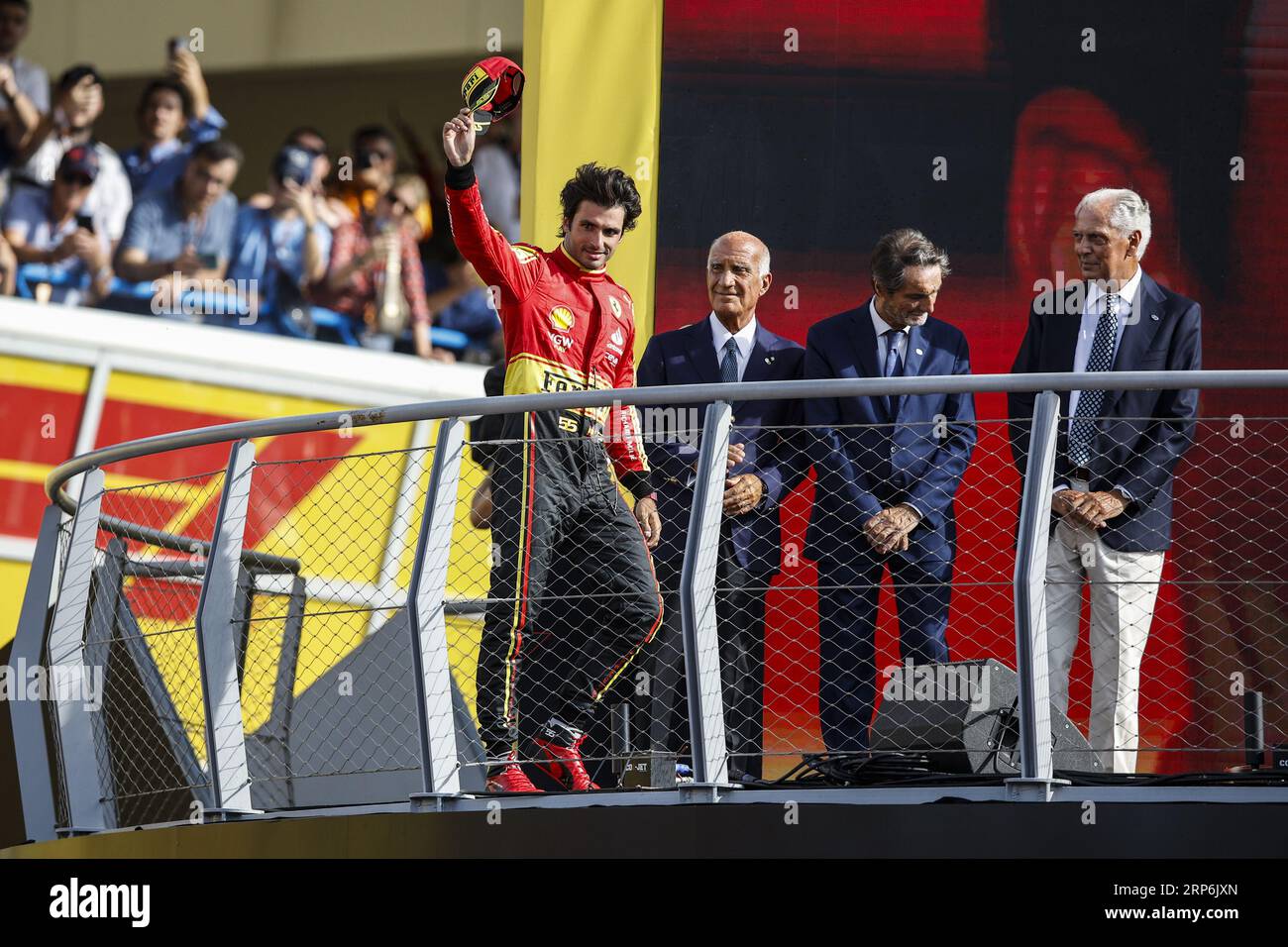 SAINZ Carlos (spa), Scuderia Ferrari SF-23, portrait podium during the ...