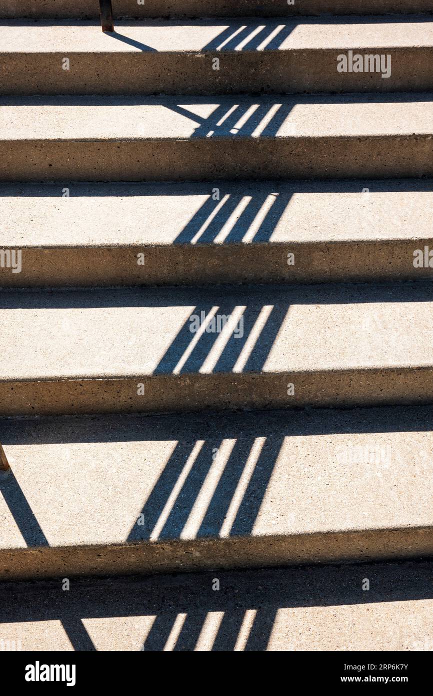 Graphic abstract shadow patterns on concrete steps; Mount Rushmore ...
