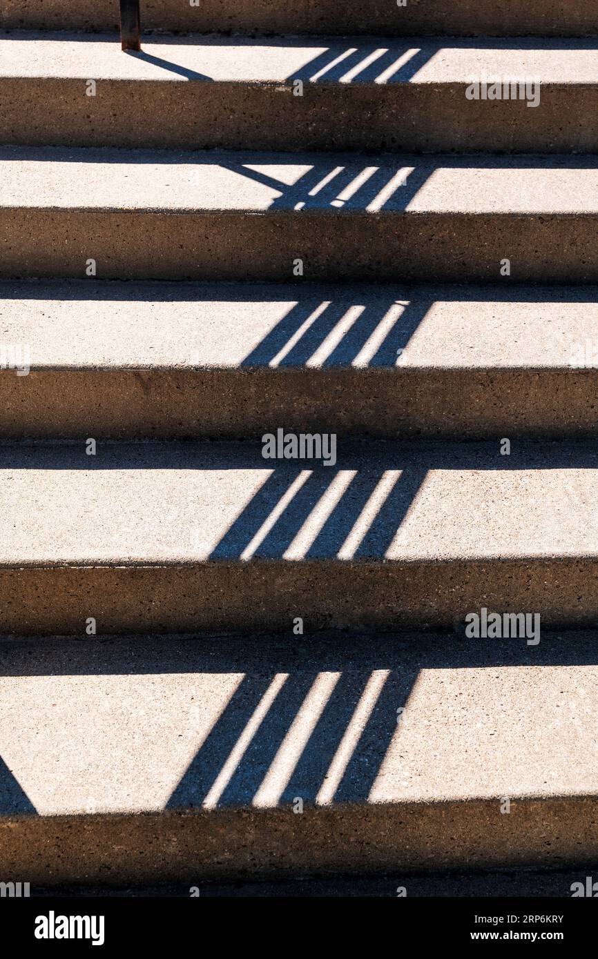 Graphic abstract shadow patterns on concrete steps; Mount Rushmore ...