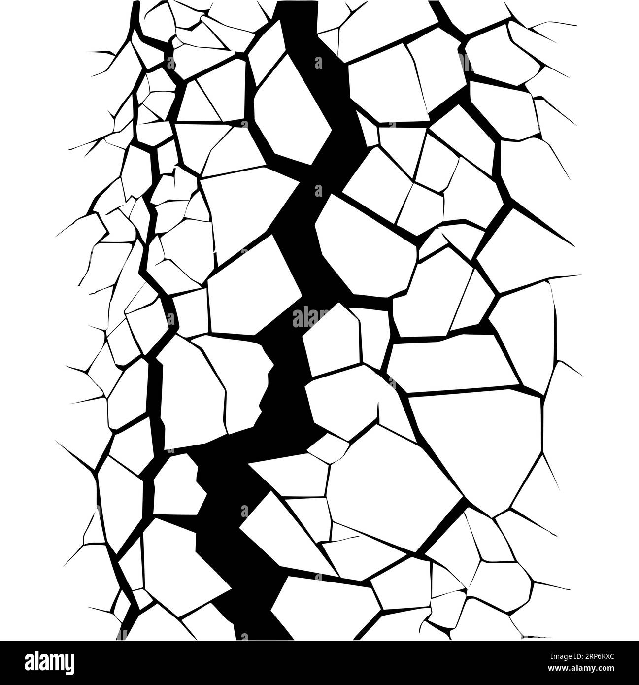 Black silhouette of wall crack. Fissure top view. Surface damage ...
