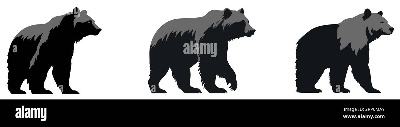 Bear icons set. Bear silhouettes. Black symbols of bear. Vector ...
