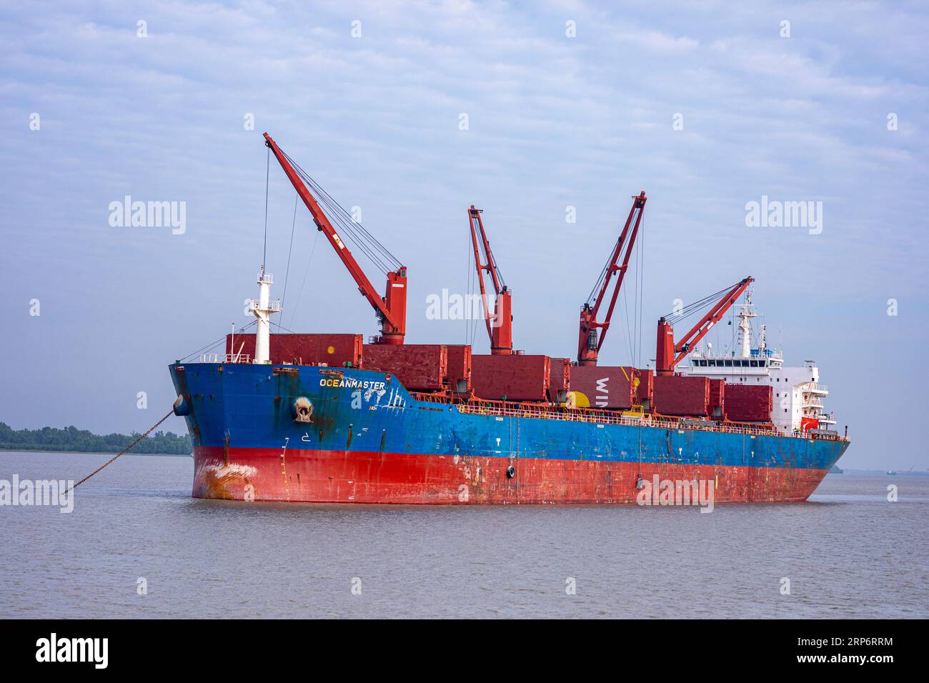 A foreign vessel anchored on the Pashur River on the outer anchorage of ...