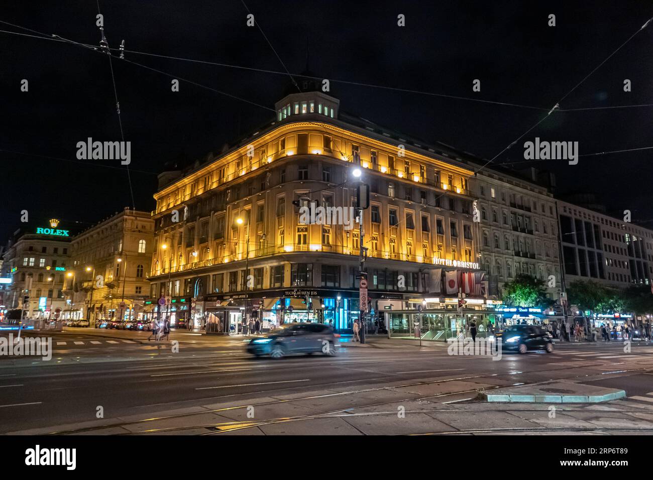 Vienna buildings illuminated at night Stock Photo - Alamy
