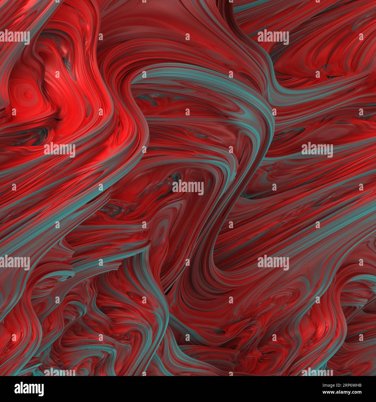 Unusual red and blue liquid waves. 3d illustration, 3d rendering Stock ...