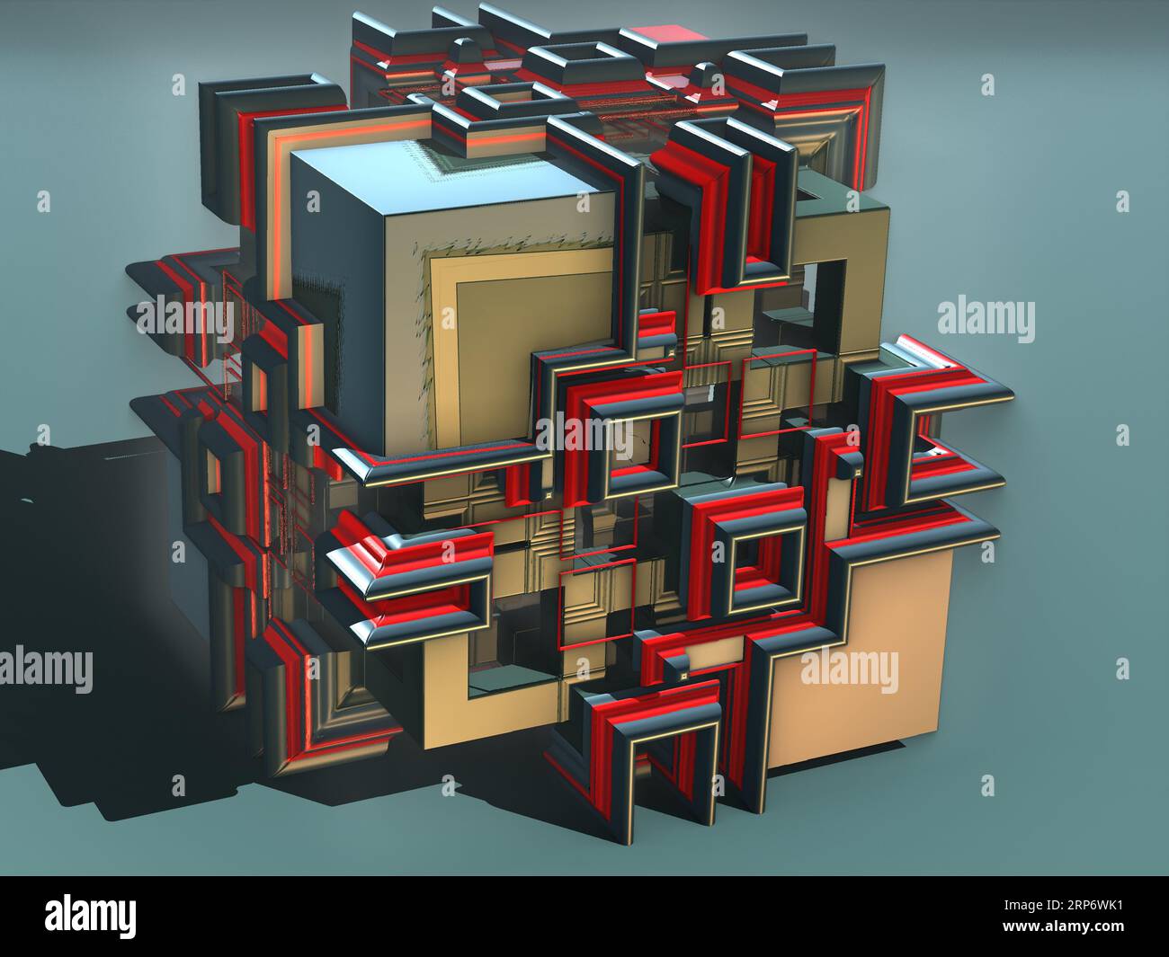 Abstract 3D background with randomly extruded segments. Detailed segmentation of flat surface ...