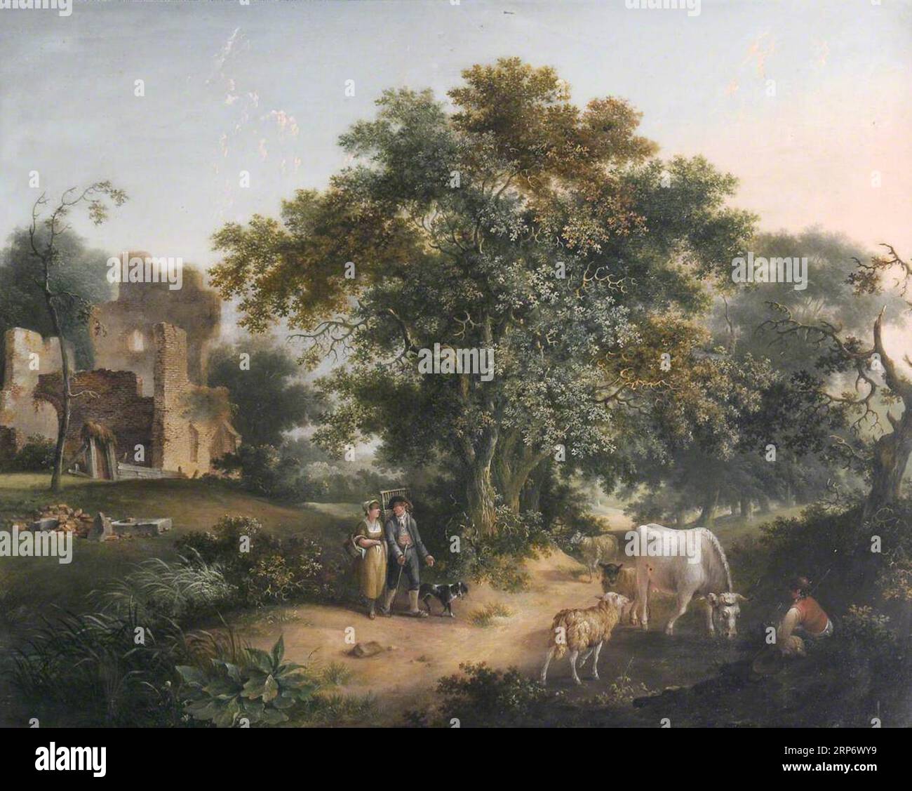 Figures, Cattle and Sheep in Wooded Landscape between 1800 and 1820 by ...