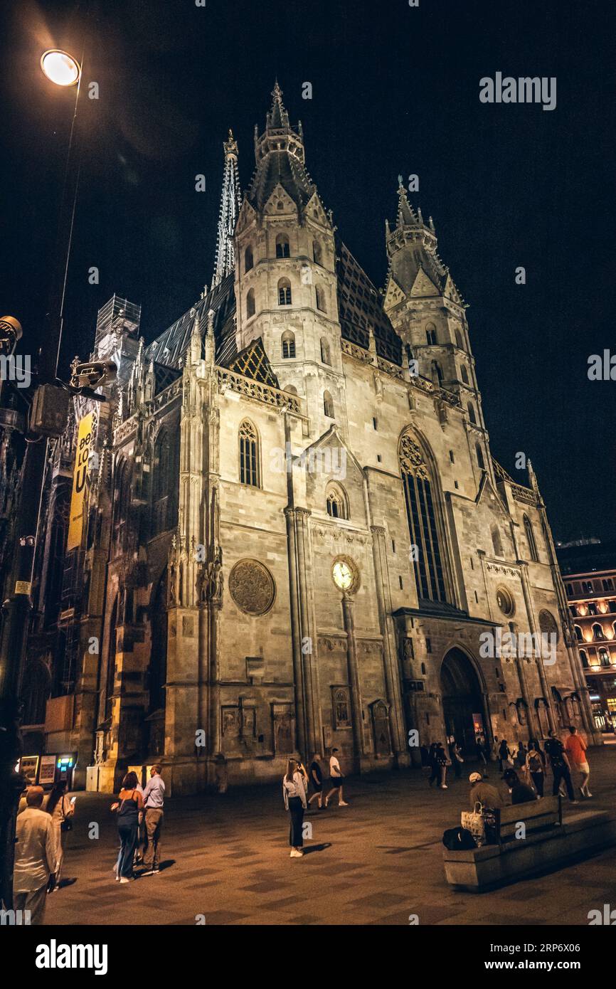 Image of St. Stephen's Cathedral in Vienna at night Stock Photo - Alamy