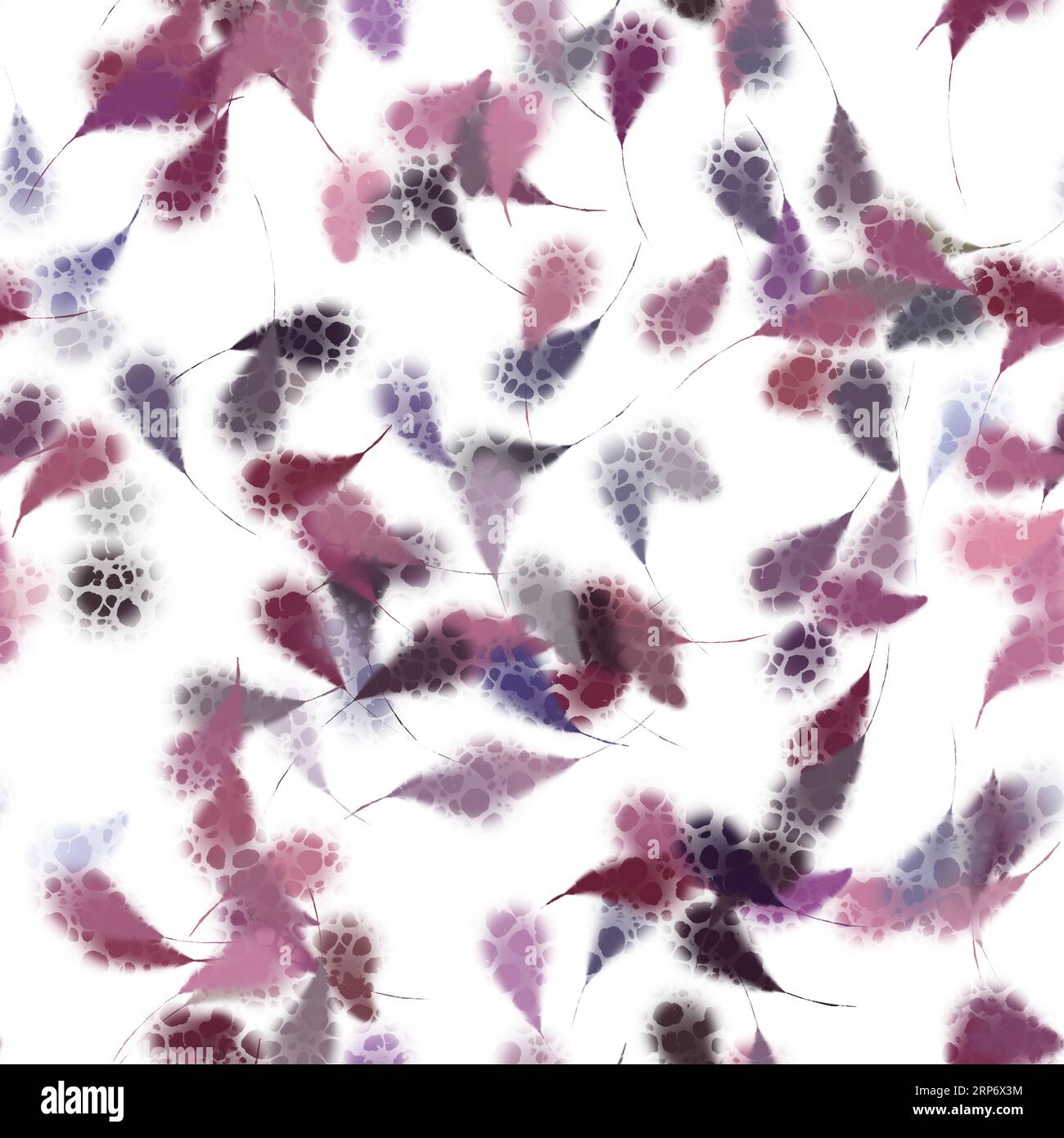 Big textured random brush strokes with thin tails. Purple colors and ...