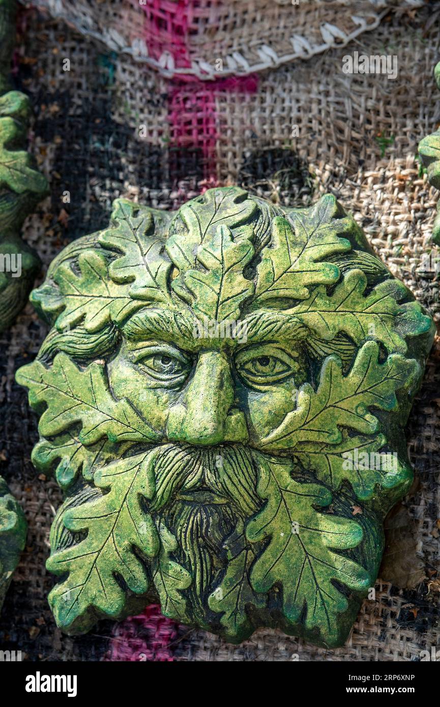 green man garden mask ornament face Stock Photo - Alamy