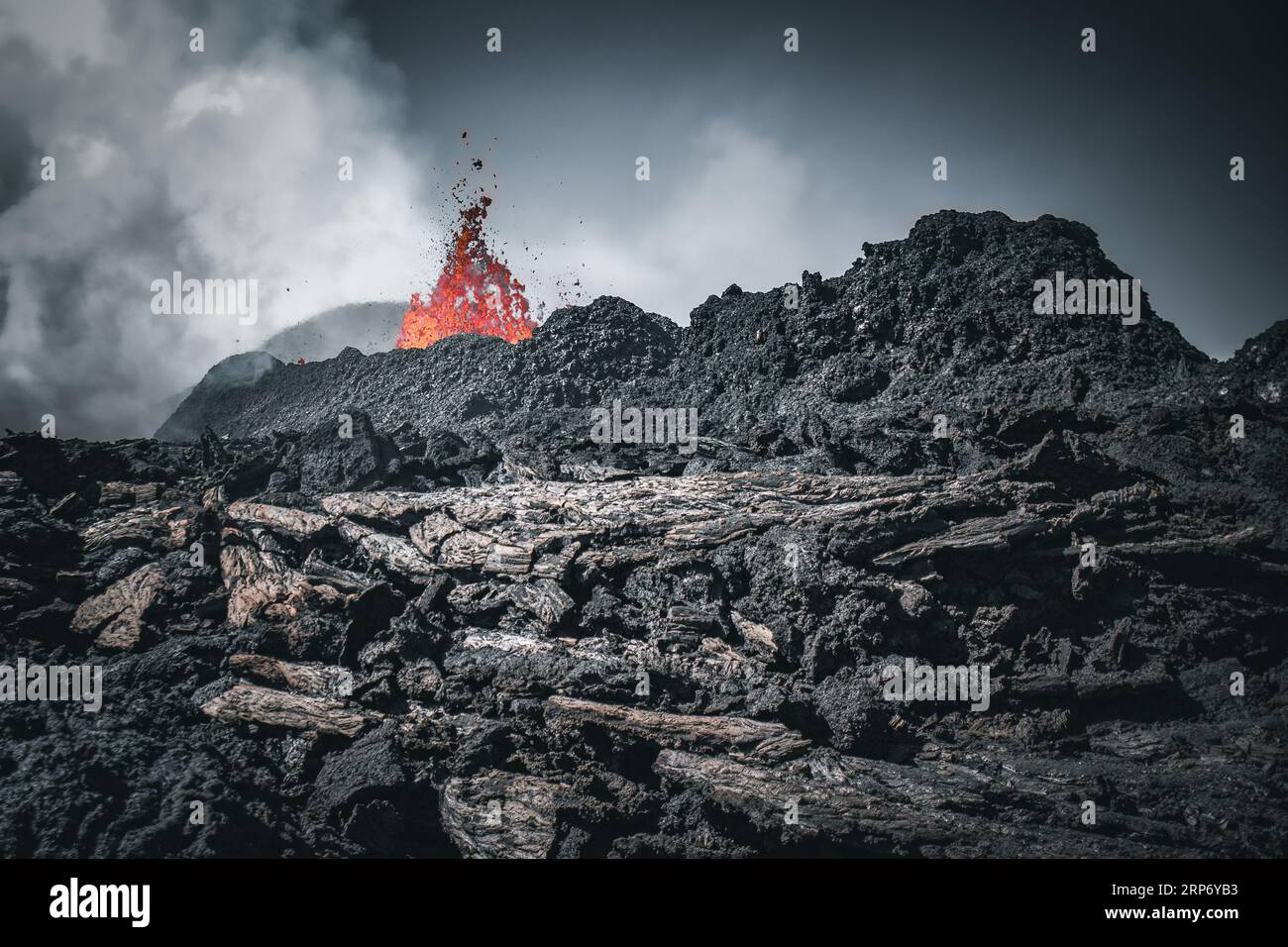 Volcano eruption at Litli hrutur Iceland near fagradalsfjall 2023 ...