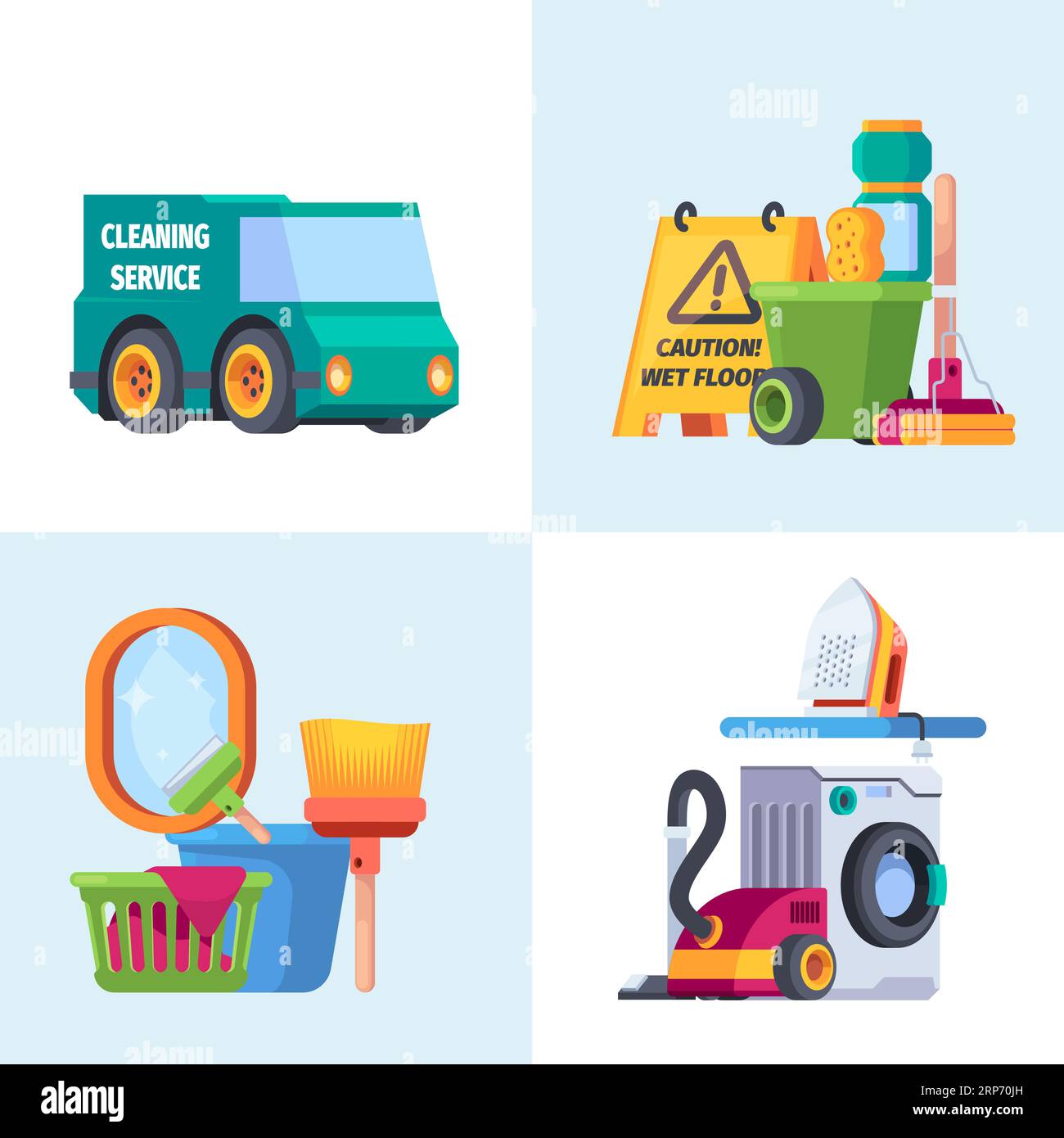 Cleaning services. laundry items washing machine chemical bottles for ...