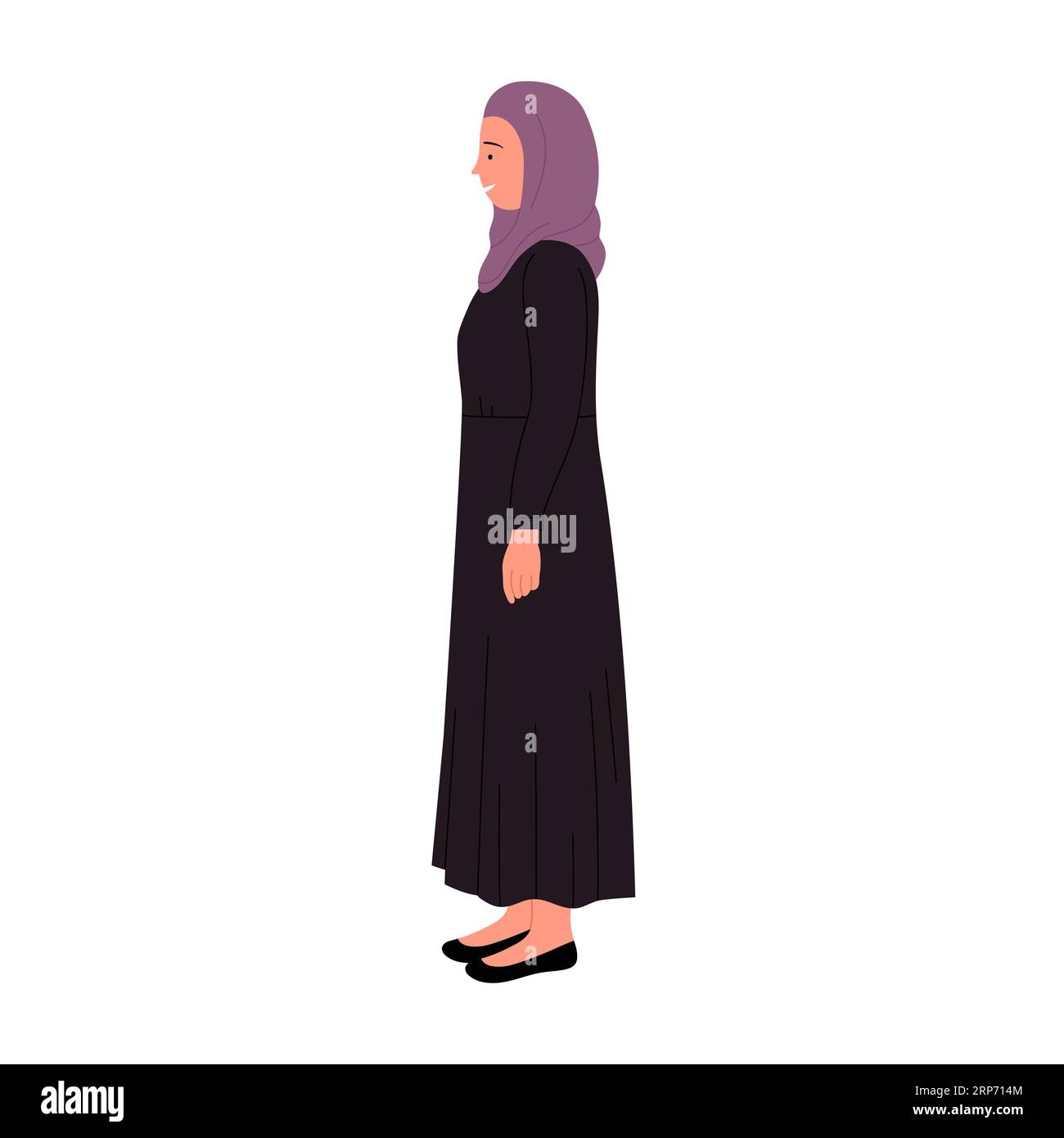Side view of standing muslim businesswoman. Standing pose of arabic ...