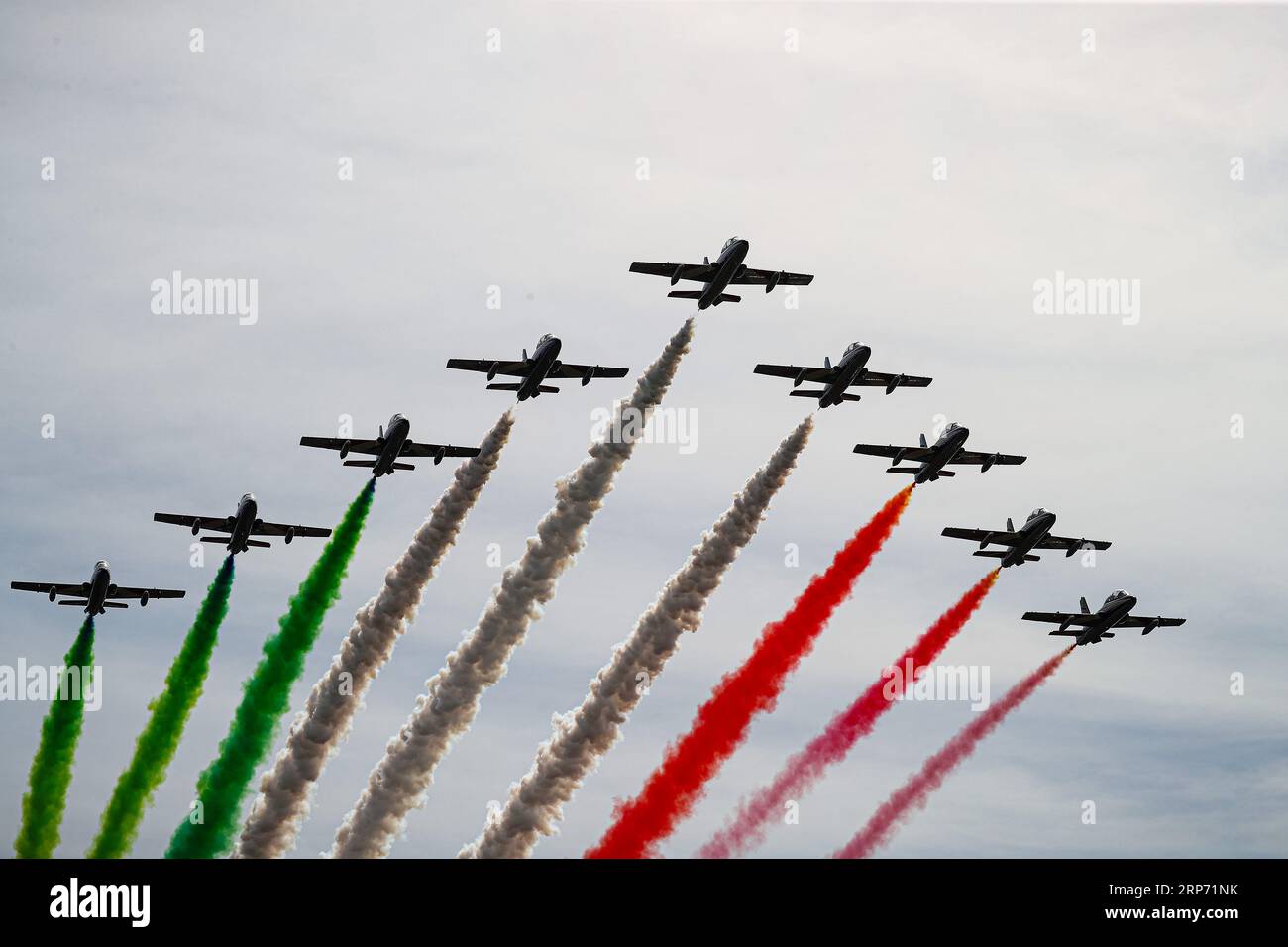 Aerial acrobatic demostration Frecce Tricolori during the Italian GP ...