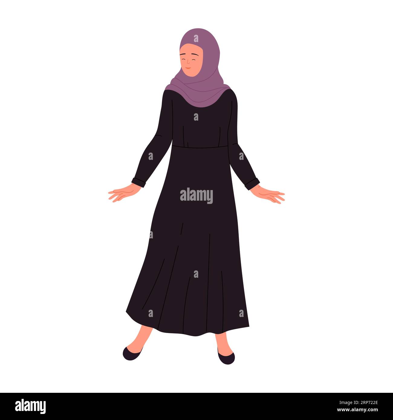 Walking muslim businesswoman. Arabic female manager in black robe ...