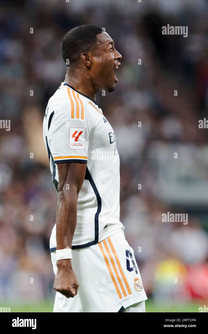 David Alaba of Real Madrid celebrates after scoring a goal during the ...