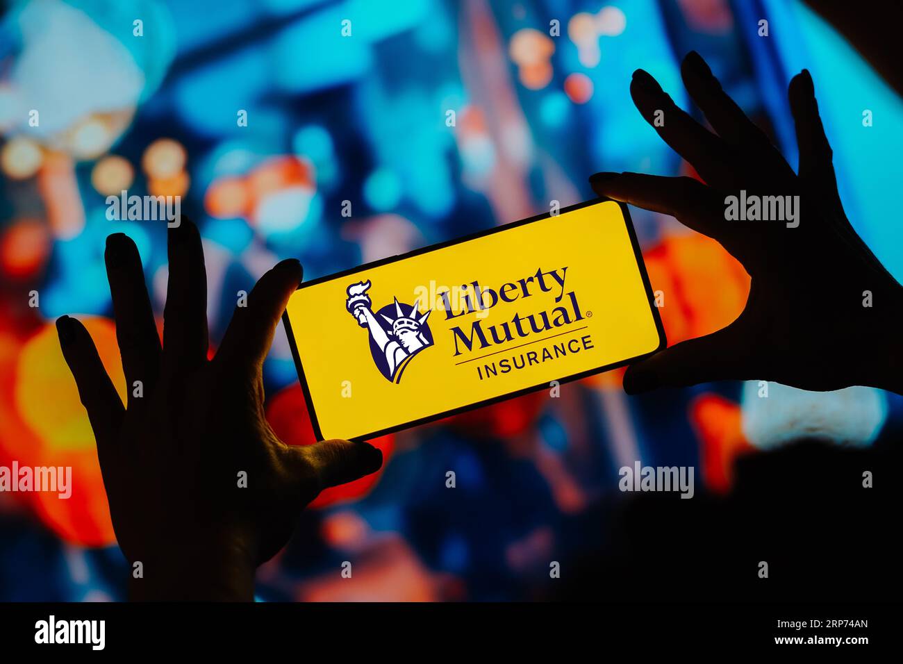 In this photo illustration, the Liberty Mutual Insurance logo is ...