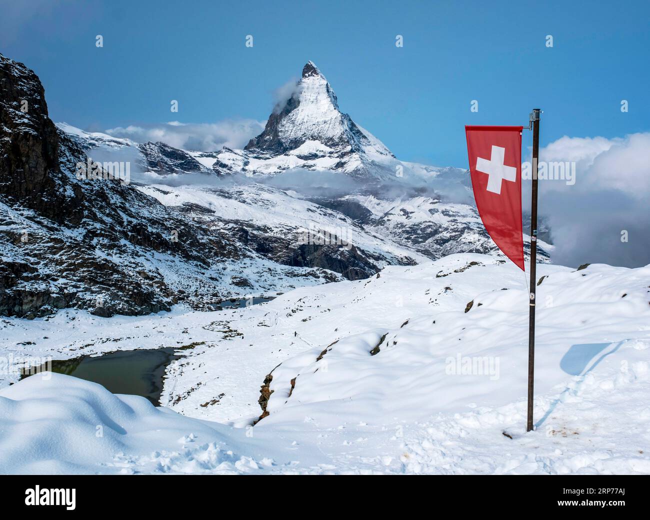 The Iconic Matterhorn mountain after a fresh fall of snow in late ...