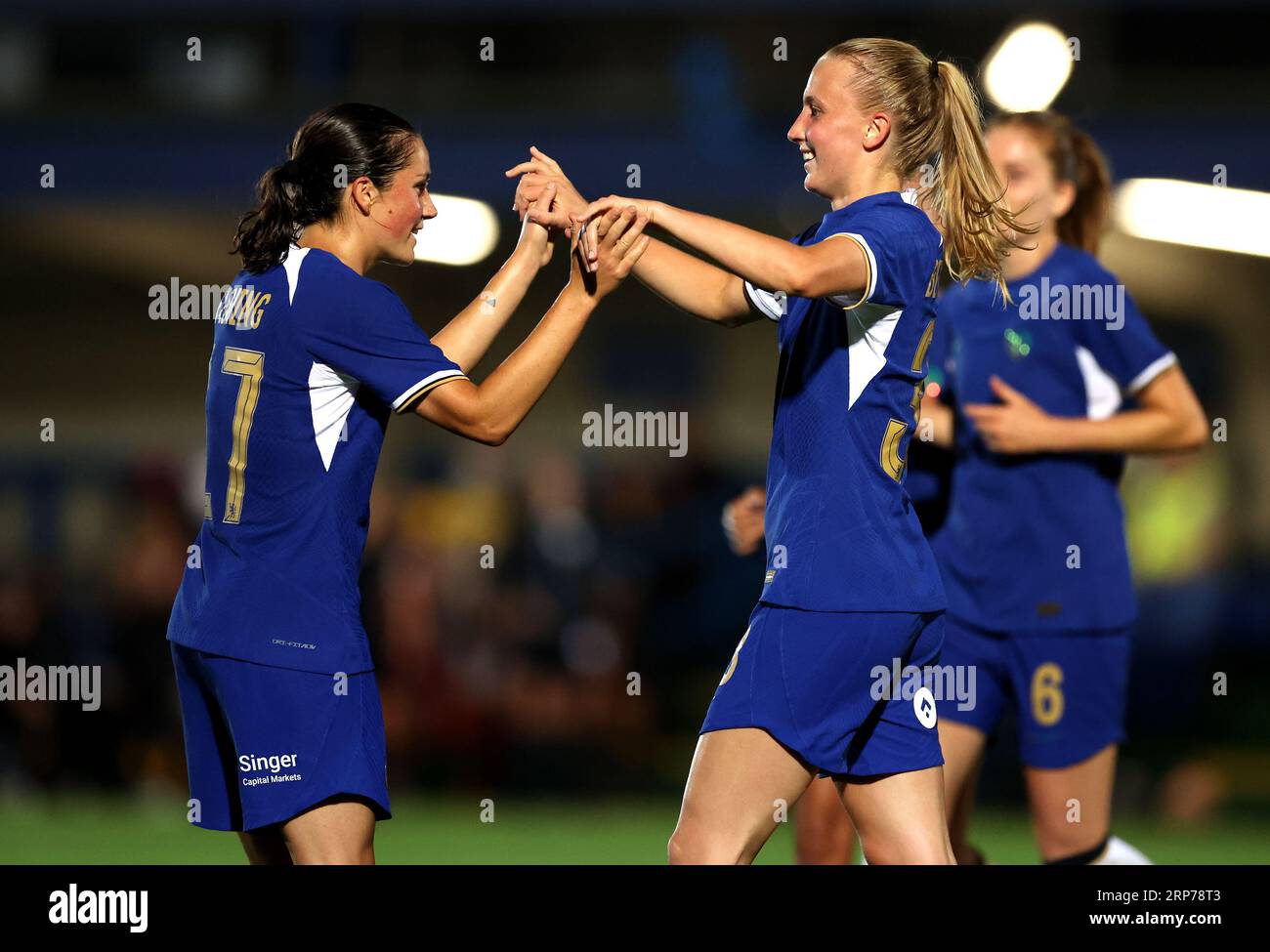 Chelsea's Aggie Beever-Jones (right) celebrates scoring their side's ...