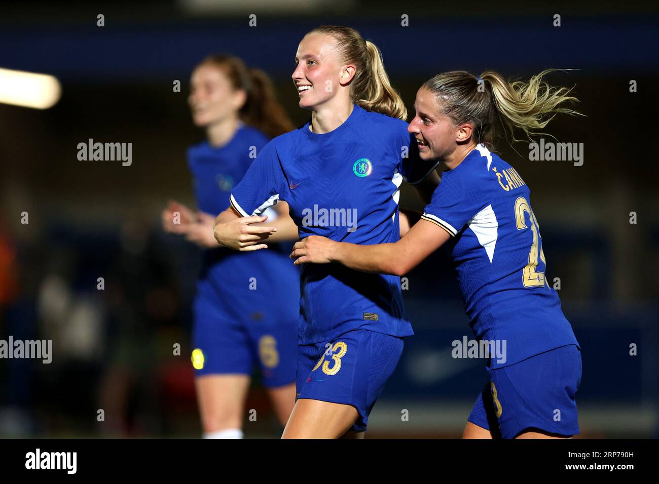 Chelsea's Aggie Beever-Jones (centre) celebrates scoring their side's ...