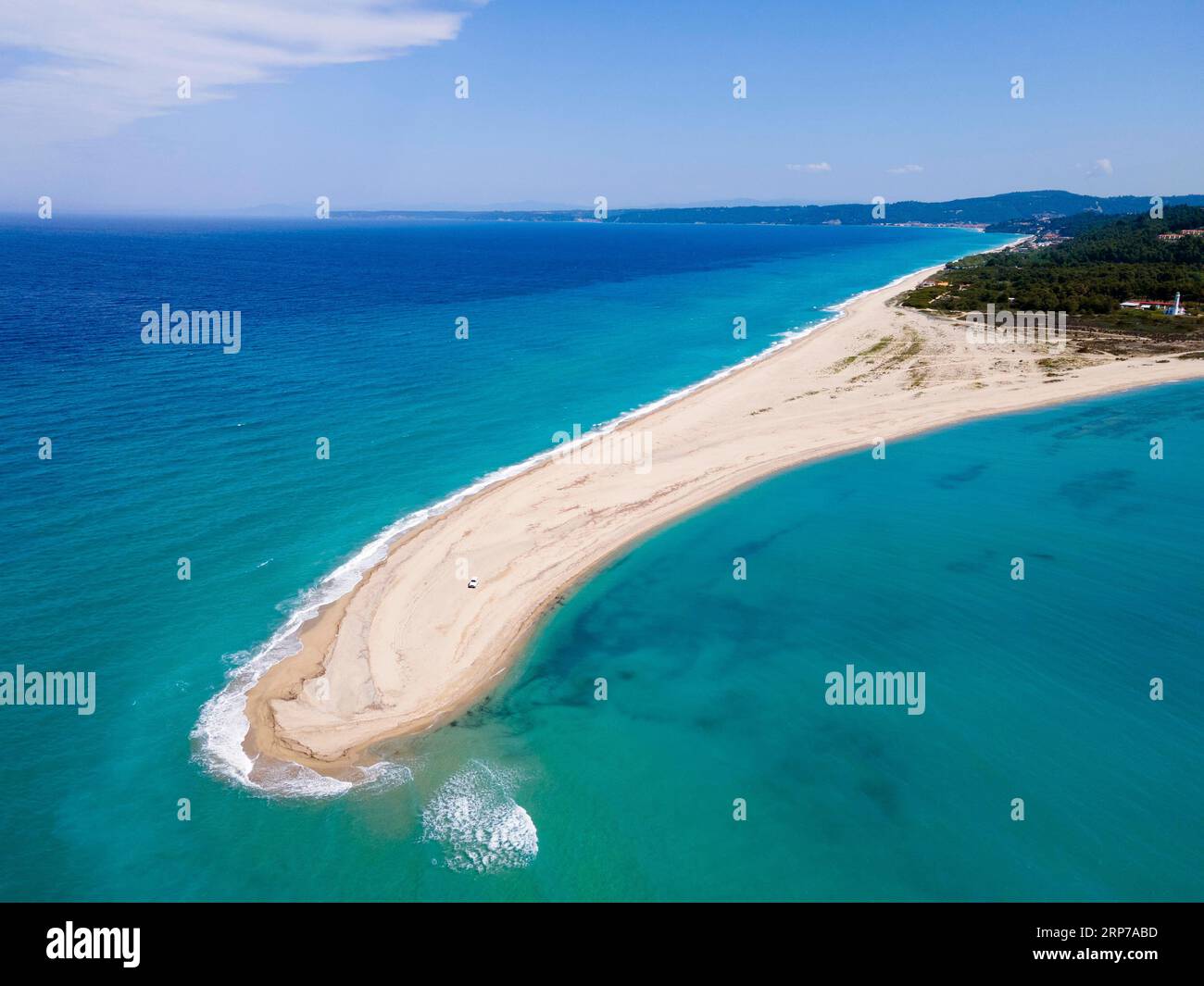 Aerial view with lighthouse, Cape Possidi, Kassandra, Chalkidiki ...