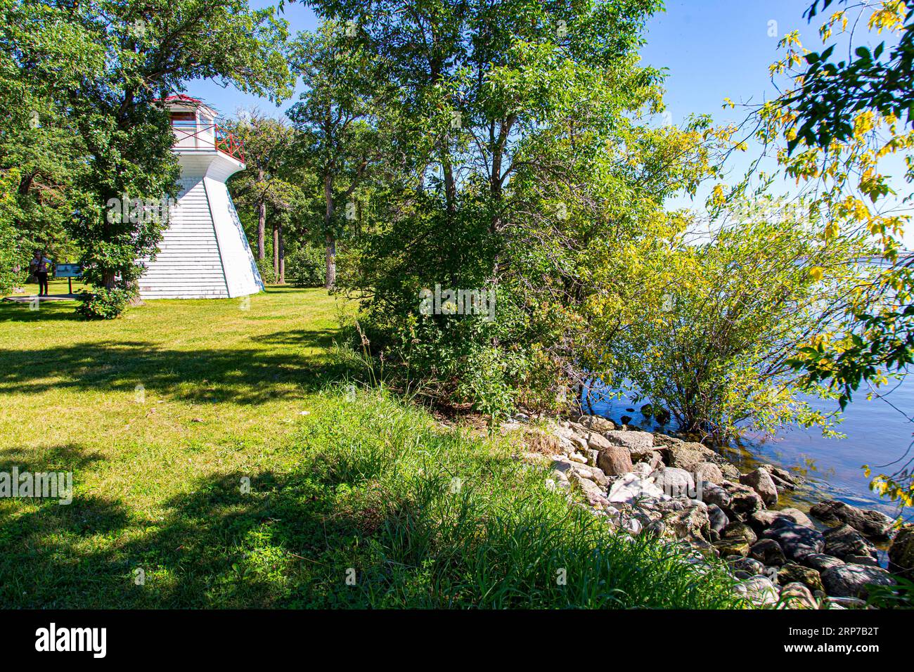 The famous Winnipeg Beach Lighthouse, Lake Winnipeg, Manitoba, Canada ...
