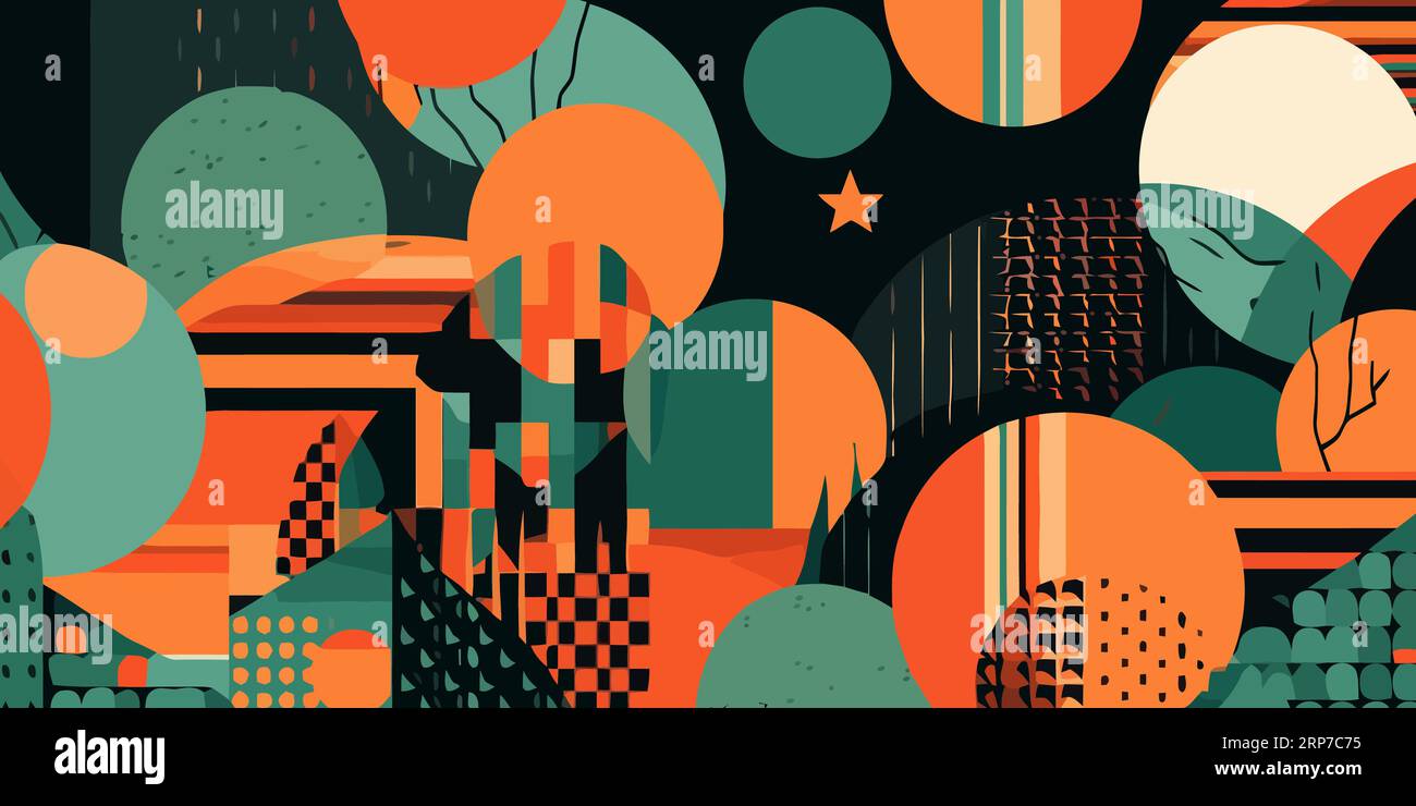 Hand drawn colorful trendy background. Abstract pattern in modern ...