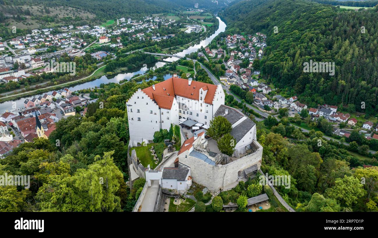 Aerial view, Rosenburg Castle, Riedenburg, Altmuehltal Lower Bavaria ...