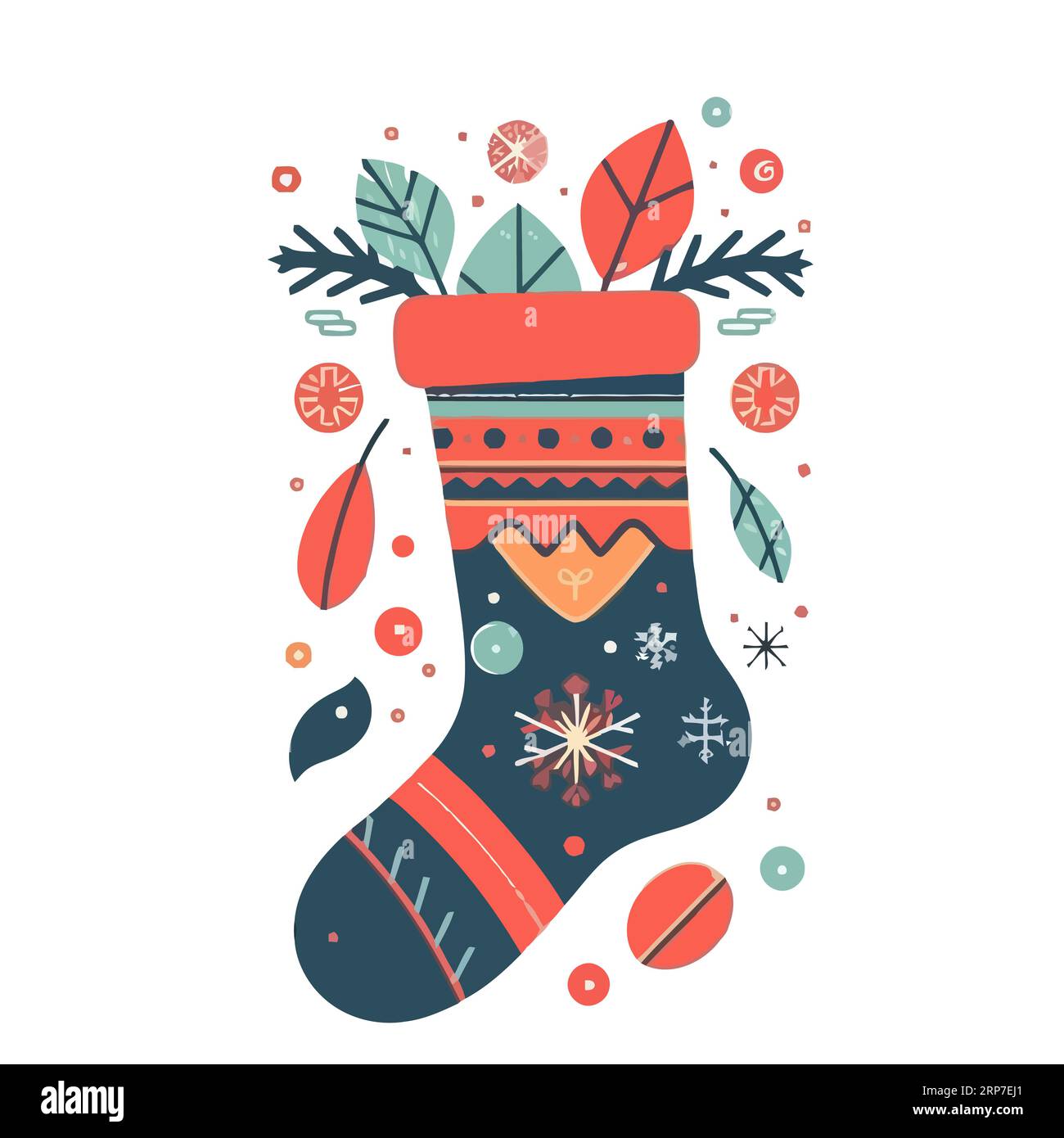 Sock image. Cute sock with ornament isolated on white background ...