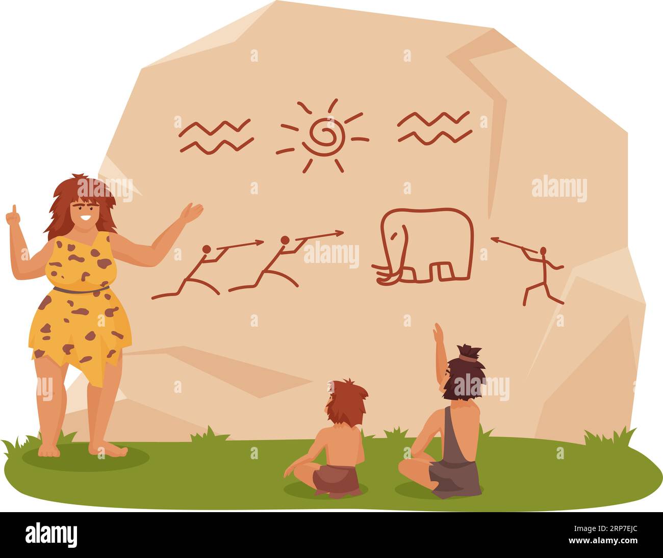 Stone age school education. Primitive people, ancient lifestyle cartoon ...